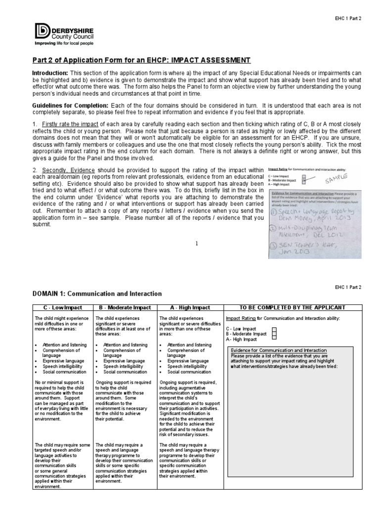 Part 2 of Application Form For An EHCP: IMPACT ASSESSMENT | Download ...