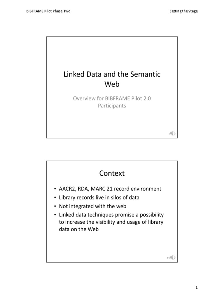 Linked Data and The Semantic Web: Overview For BIBFRAME Pilot 2.0 Participants | PDF | Resource ...