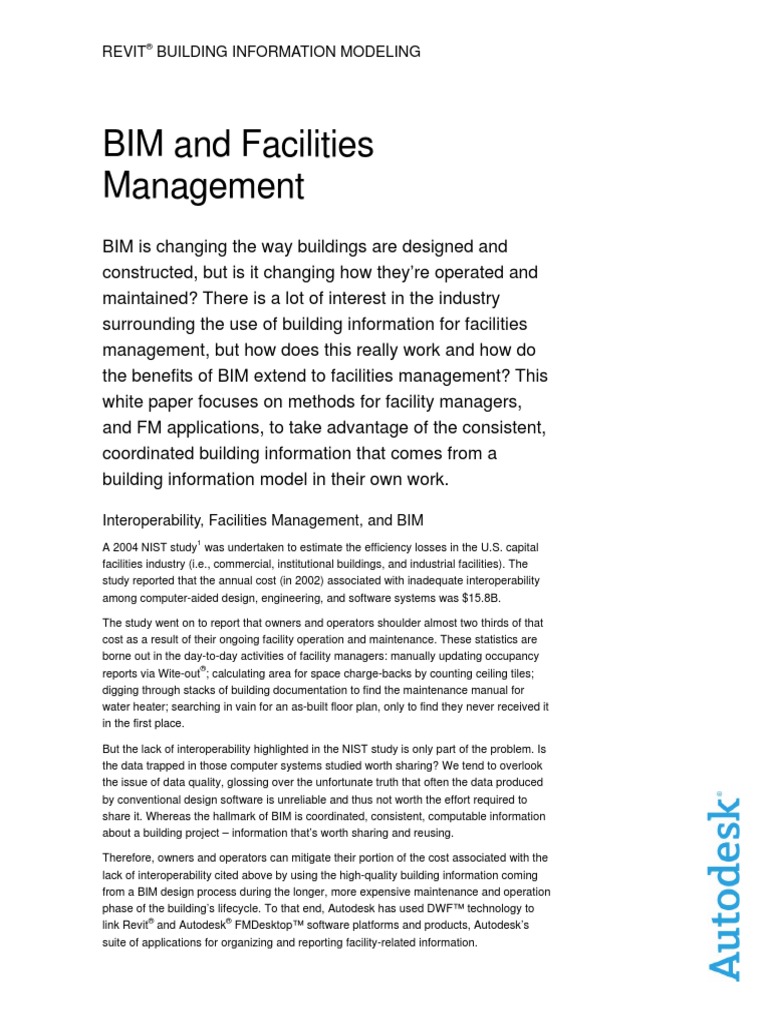 BIM and Facilities Management: Revit Building Information Modeling | PDF