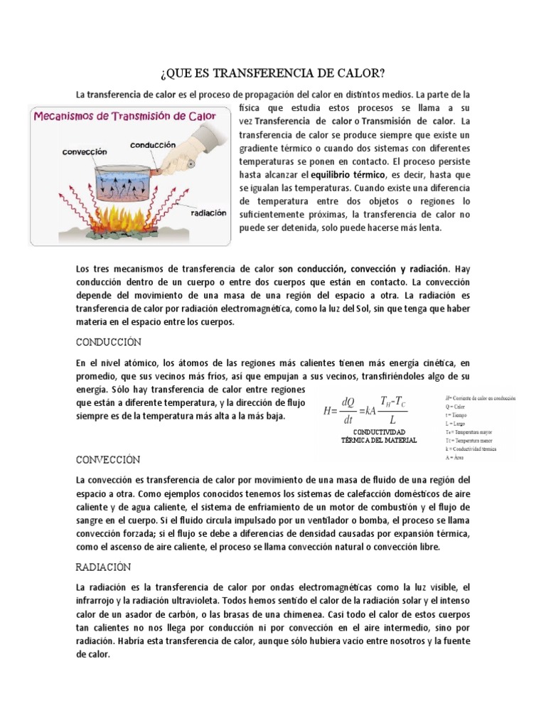Que Es La Transferencia de Calor | PDF | Transferencia de calor ...