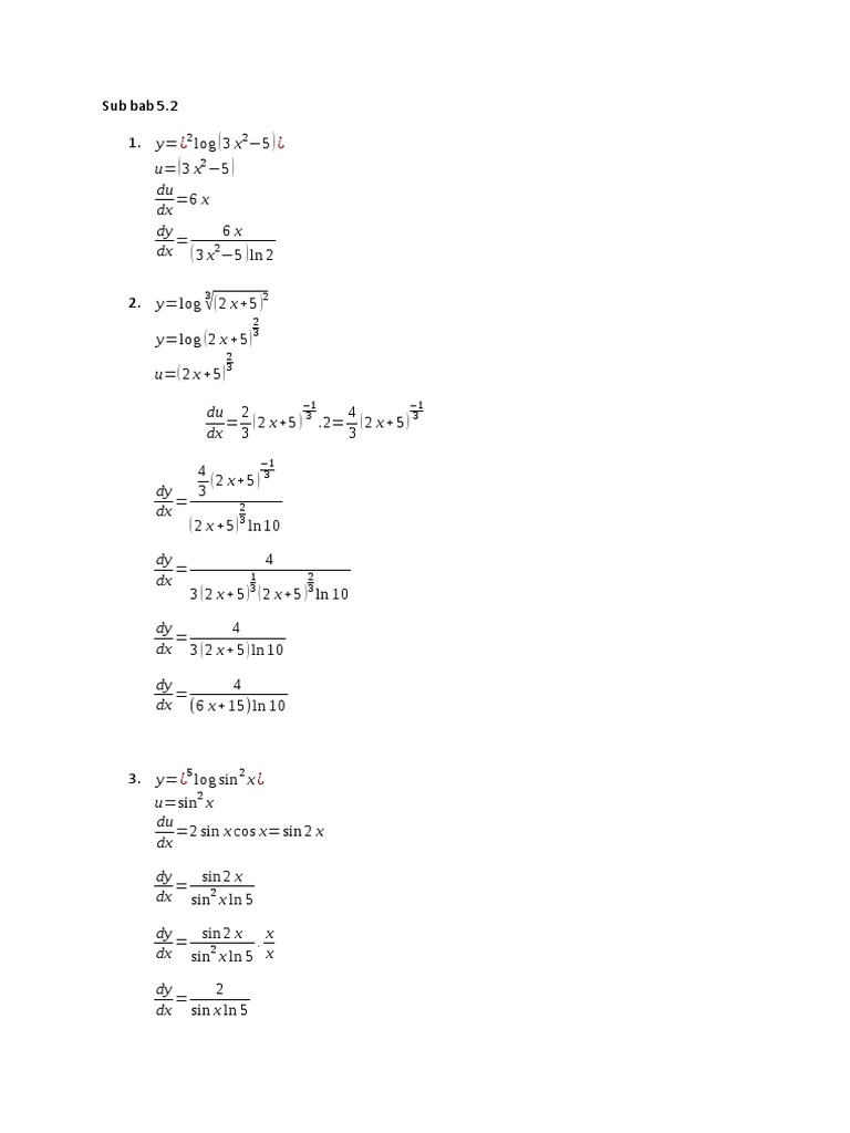 Calculus Derivatives and Logarithmic Functions | PDF