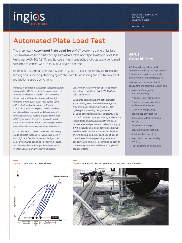 Automated Plate Load Test: Aplt Capabilities | PDF | Young's Modulus ...