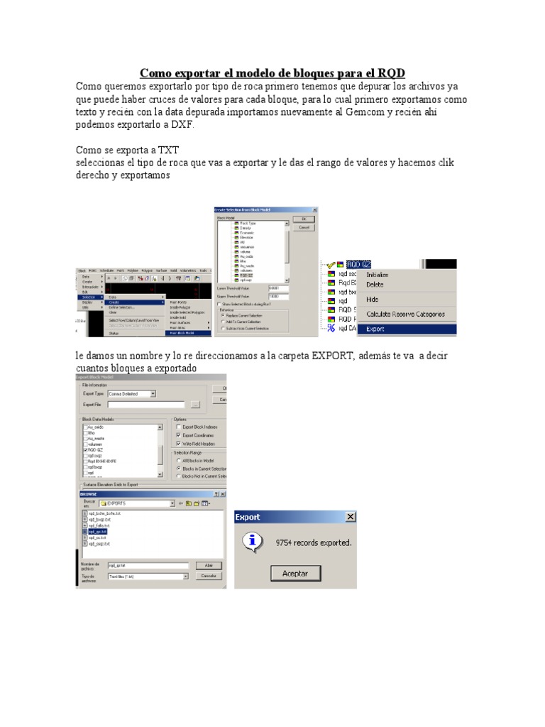 Exportar en Gemcom | PDF