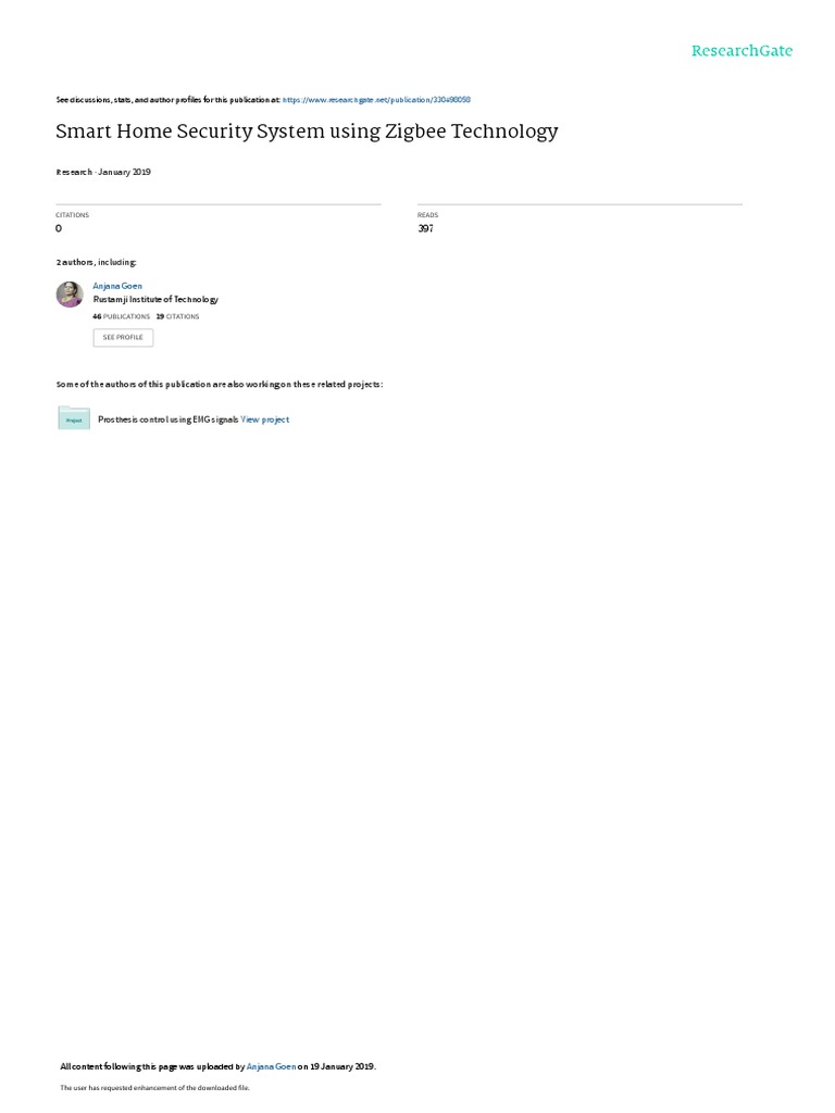 Smart Home Security System Using Zigbee Technology: January 2019 | PDF ...