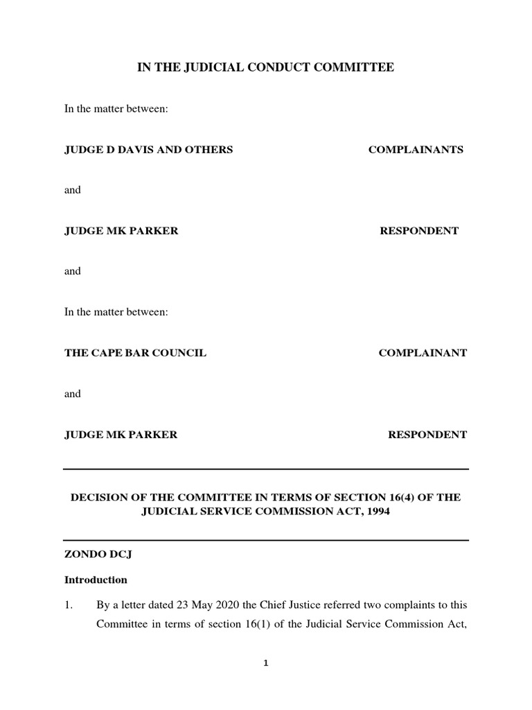 Judge Parker Misconduct Complaints | PDF | Judge | Public Law