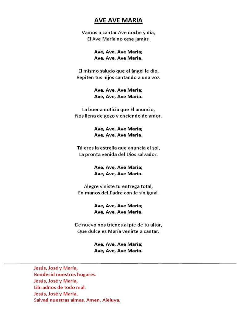 Letra de la canción Ave María | PDF | Poesía
