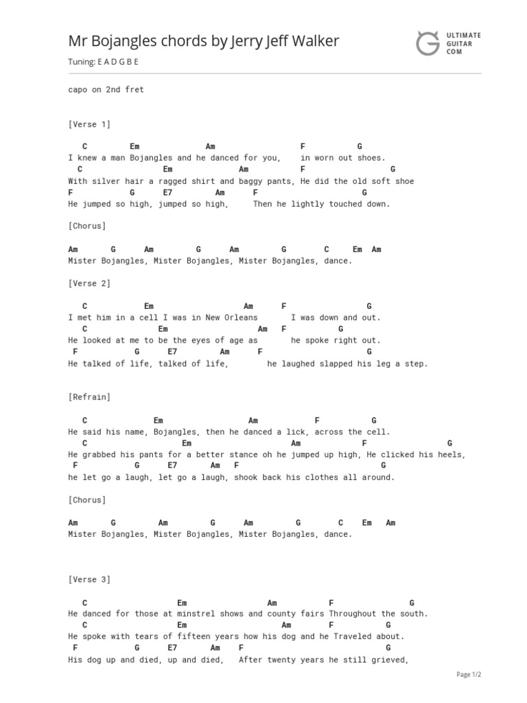 MR Bojangles (Chords & Lyrics) | PDF | Refrain | Song Structure
