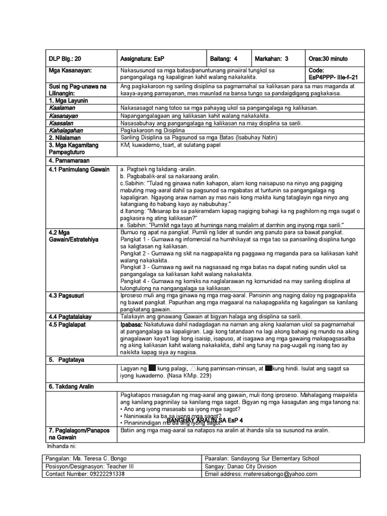 DLP No.20 ESP5 Q3 | PDF