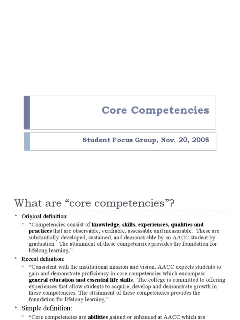 Core Competencies Focus Group 11-20-08 | PDF | Competence (Human ...
