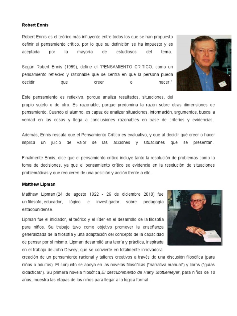 Robert Ennis | PDF | Pensamiento crítico | Falacia