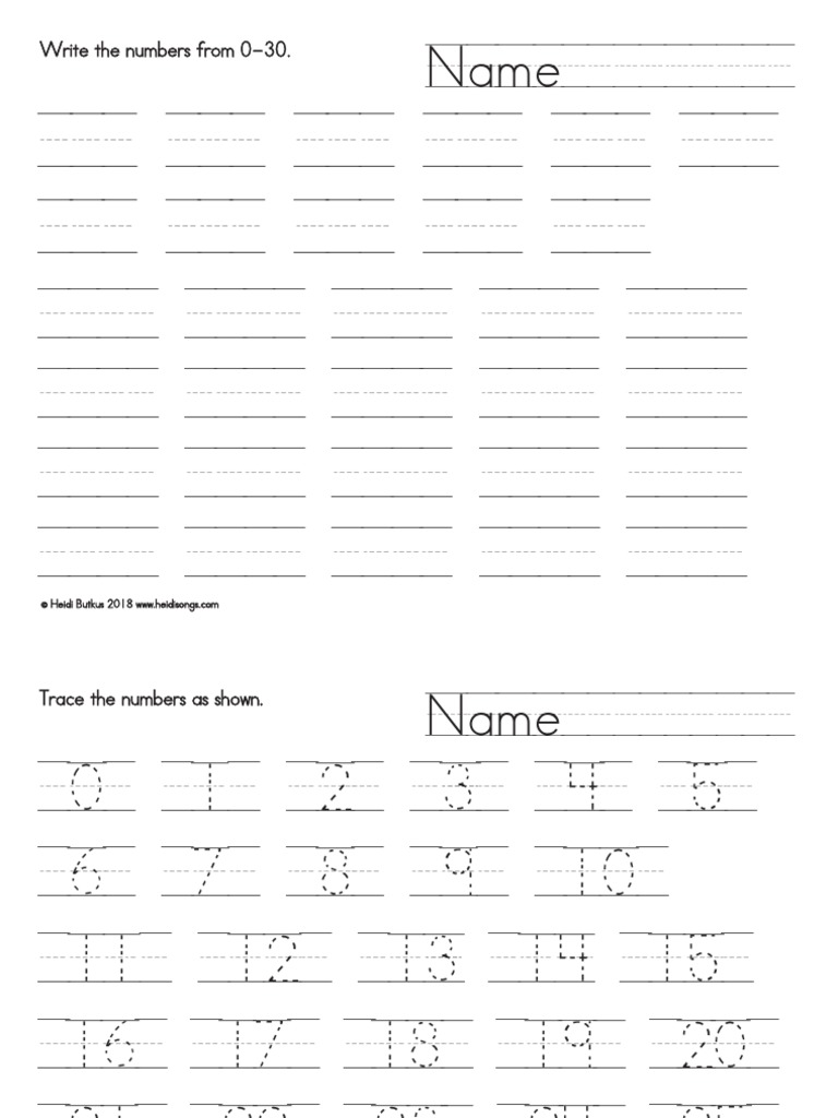 NumberPracticeSheets 0-30 PDF | PDF