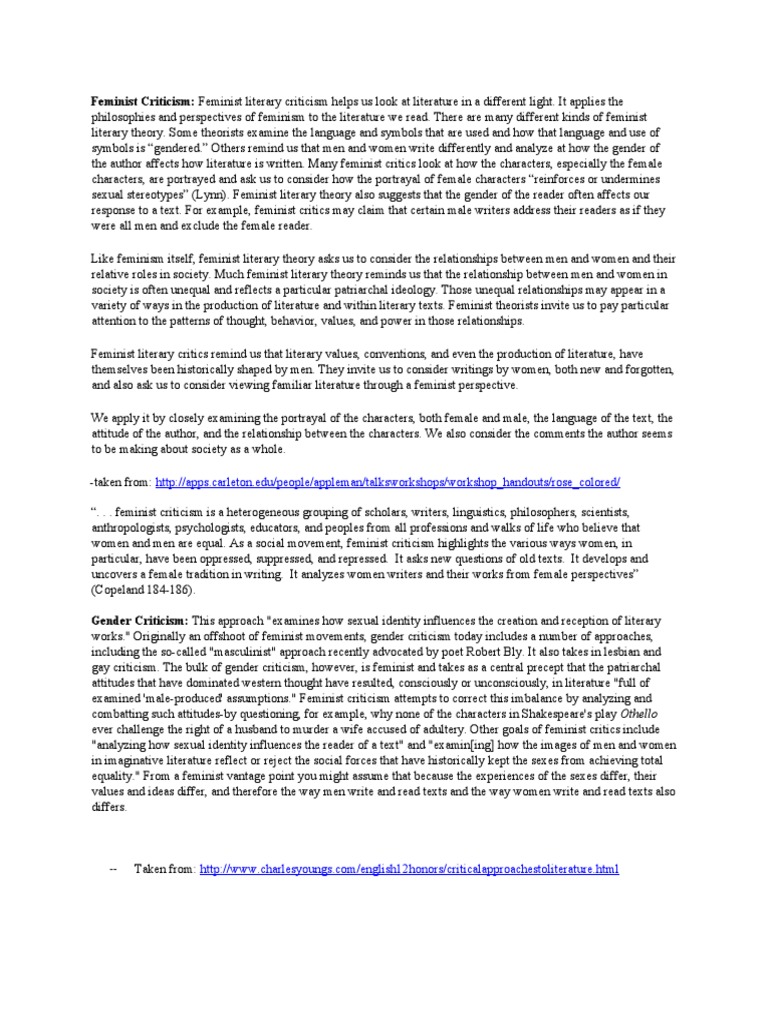 Feminist Criticism: Feminist Literary Criticism Helps Us Look at ...