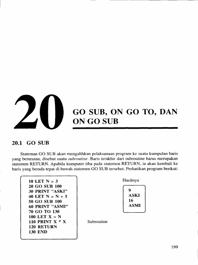 Bab20-Gosub, On Goto, Dan On Gosub | PDF