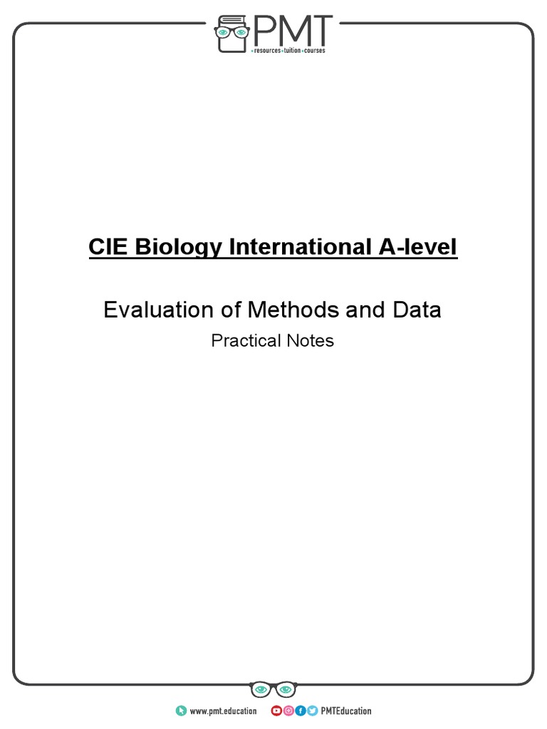 CIE Biology International A-Level: Evaluation of Methods and Data | PDF ...