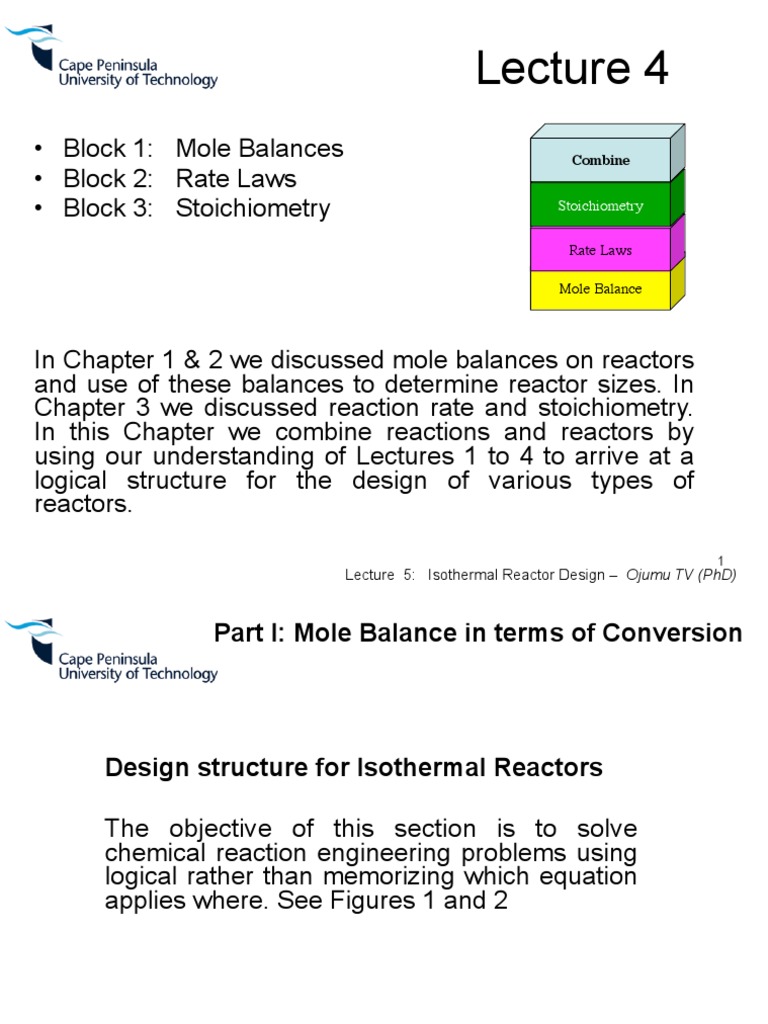 Lecture 4 - Isothermal Reactor Design | PDF | Chemical Reactor ...