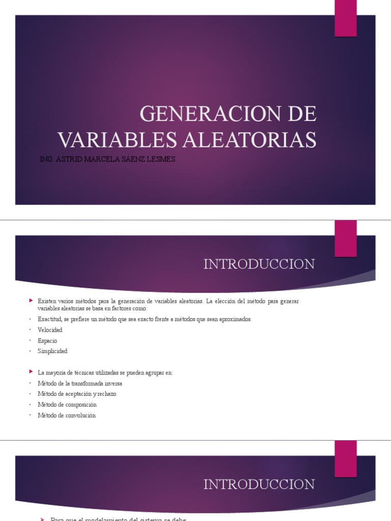 Generacion de Variables Aleatorias | PDF | Variable aleatoria ...