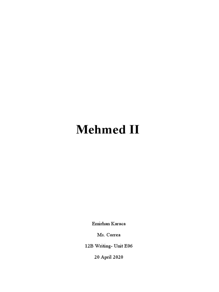 Mehmed II Two Page Essay 1 | PDF | Byzantine Empire | Ottoman Empire