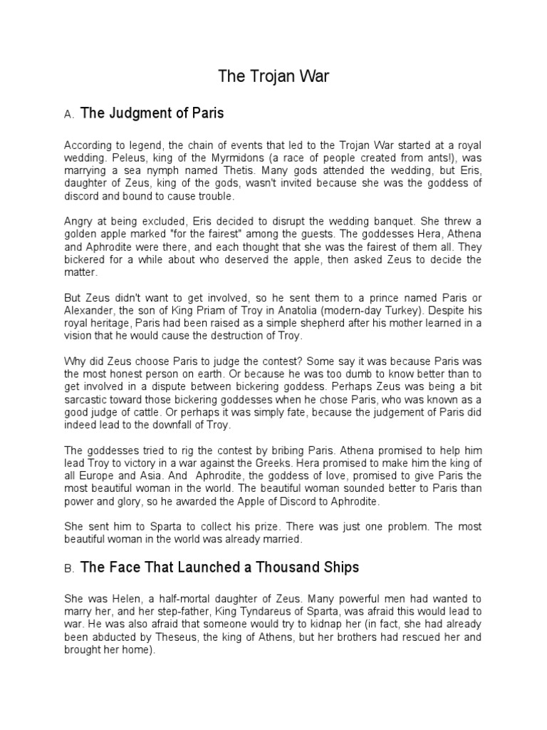 The Trojan War: The Judgment of Paris | PDF | Trojan War | Paris ...
