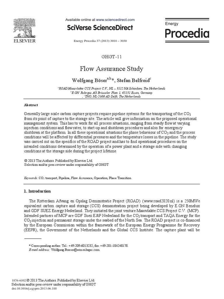Flow Assurance Study: Wolfgang Böser, Stefan Belfroid | PDF | Petroleum Reservoir | Fluid Dynamics