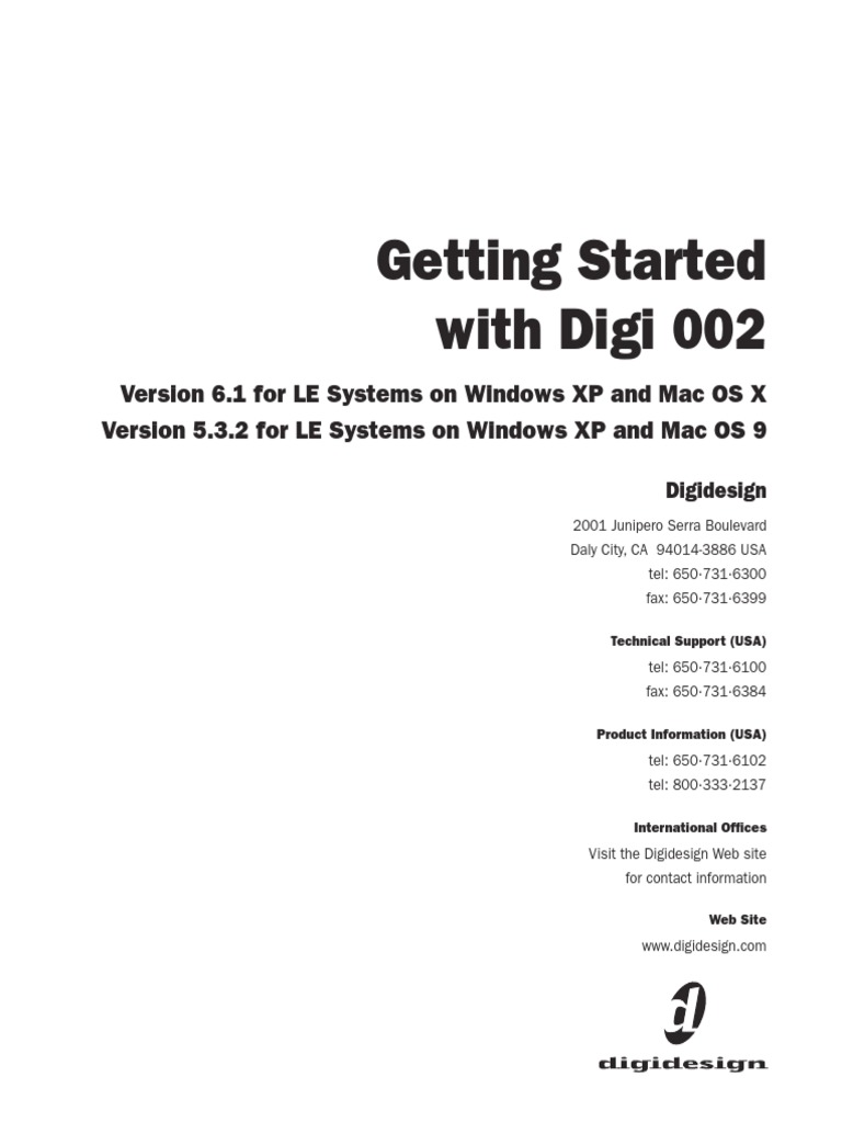 Digi 002 Getting Started With 002 | PDF | Media Technology | Audio ...
