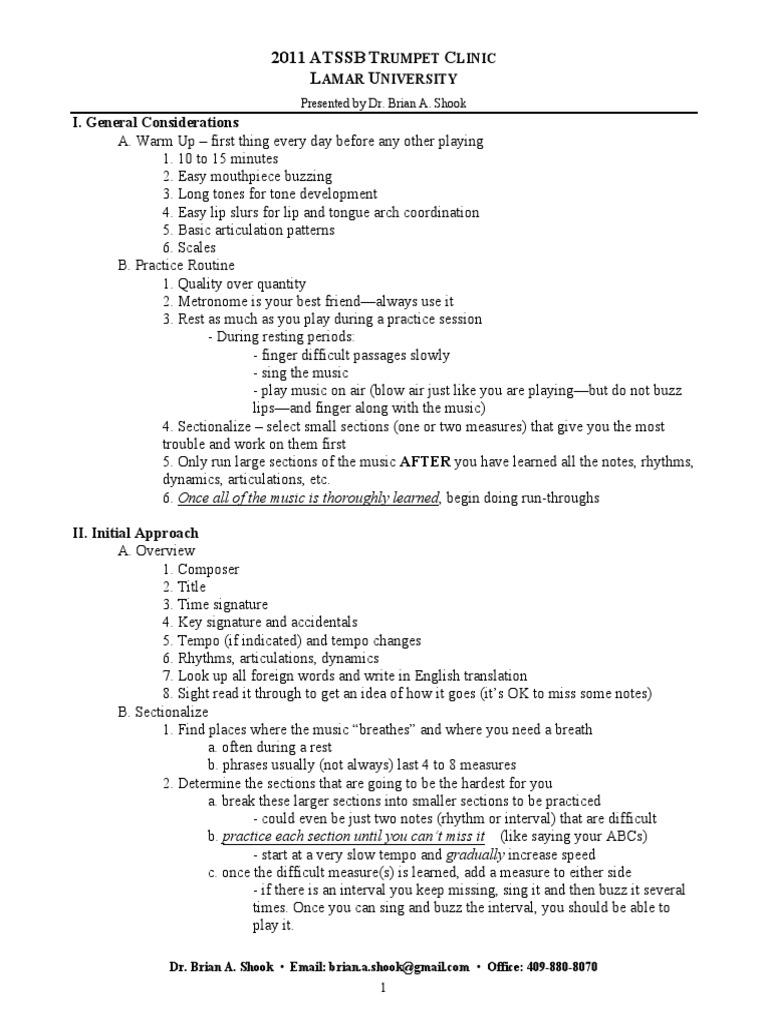 2011 ATSSB Clinic Handouts | PDF | Tempo | Musical Compositions