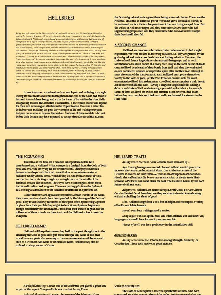 Hellbred Race and New Paladin Archetype (9889623) | PDF | Hell | Salvation