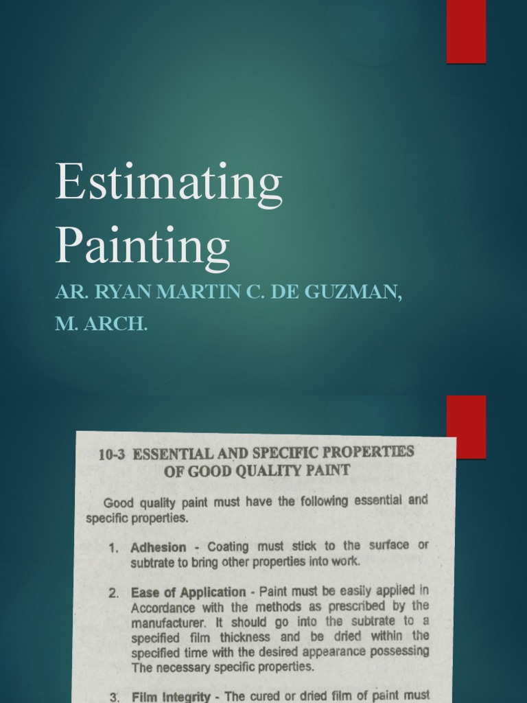Estimating Painting: Ar. Ryan Martin C. de Guzman, M. Arch | PDF