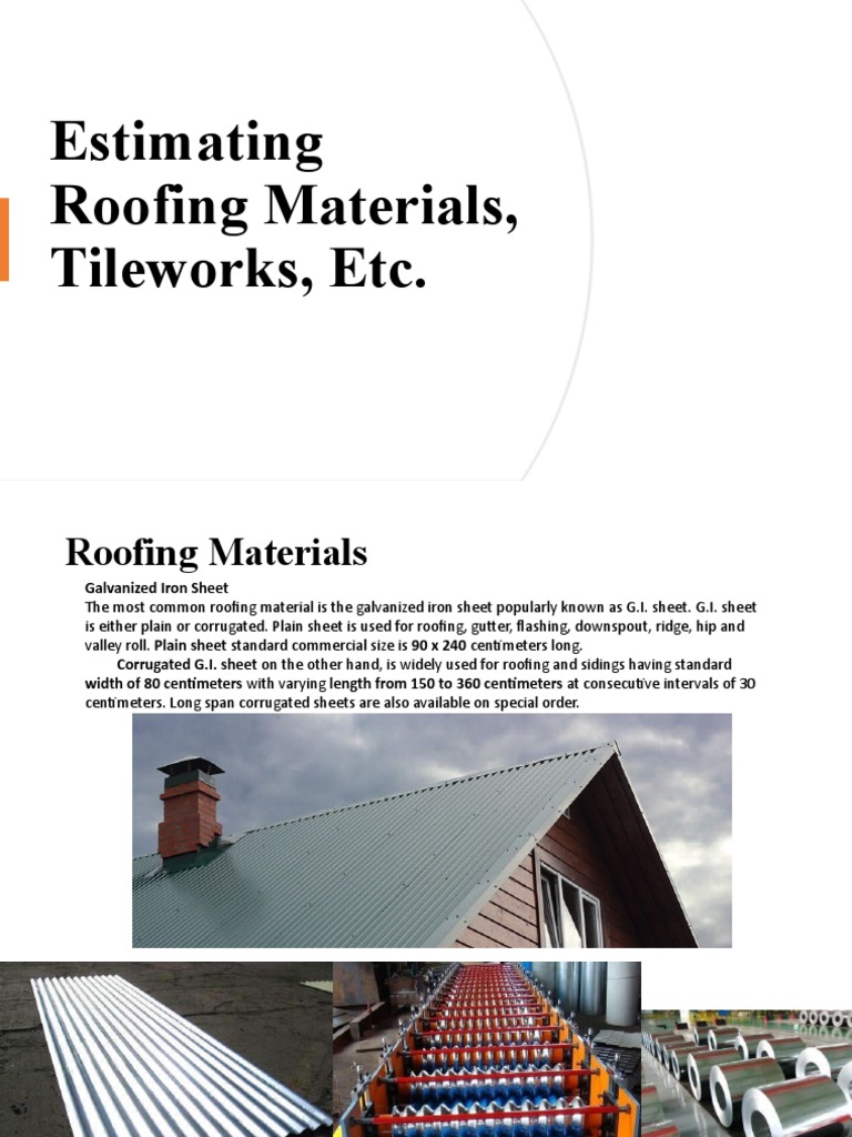 Lecture 9 Roofing Materials, Tileworks, Etc | PDF | Sheet Metal | Tile