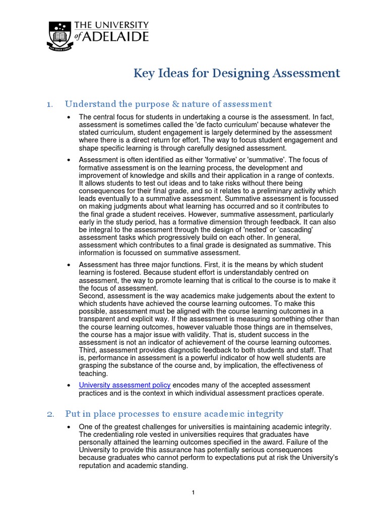 Key Strategies for Assessment Design | PDF | Educational Assessment ...