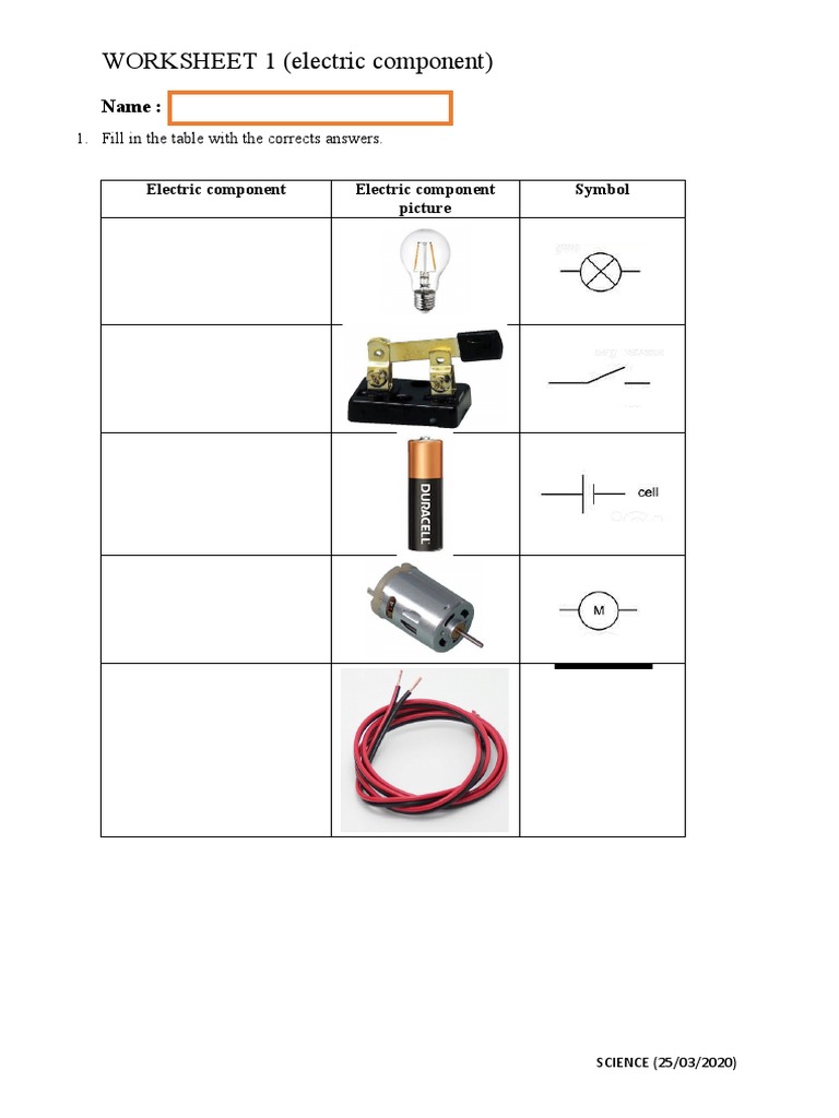 Electrical Components Worksheet Answers | PDF | Technology & Engineering