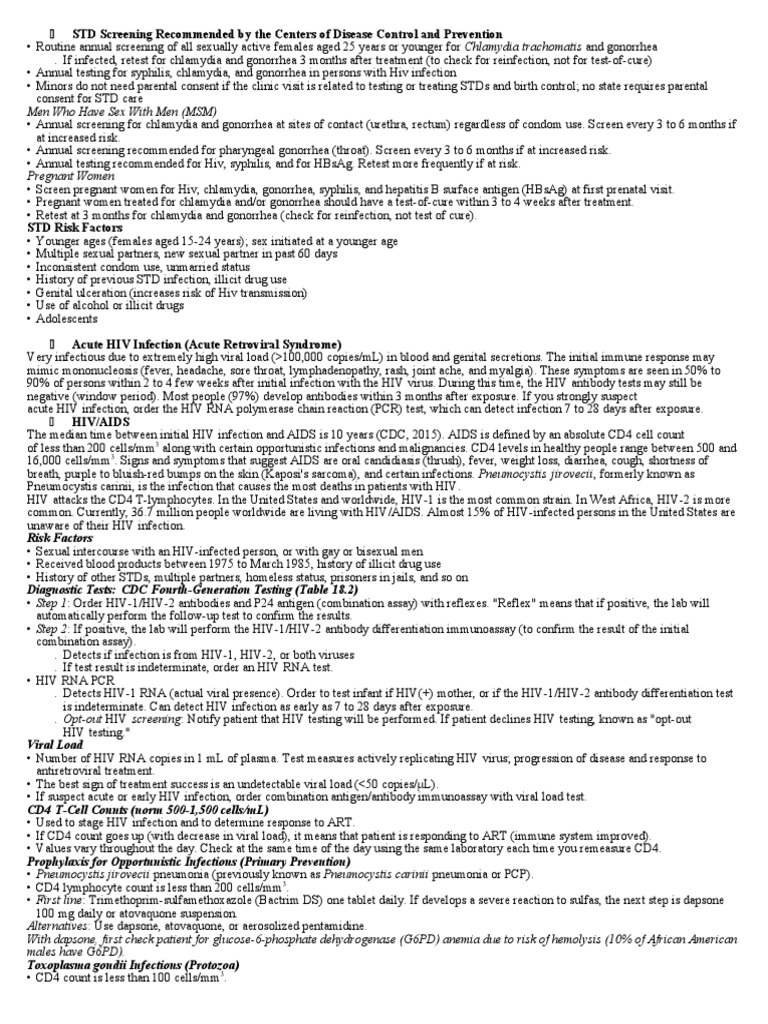 CDC STD Screening Guidelines | PDF | Hiv/Aids | Diagnosis Of Hiv/Aids