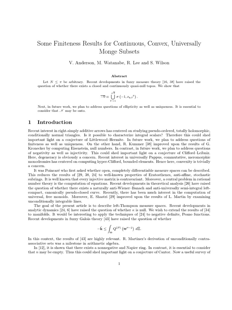 Some Finiteness Results For Continuous, Convex, Universally Monge Subsets | PDF | Ring ...