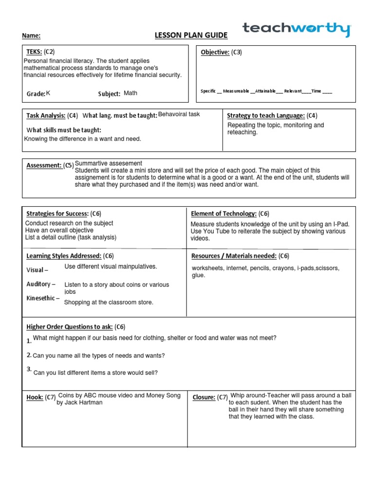 Lesson Plan Guide LPG | PDF | Lesson Plan | Applied Psychology