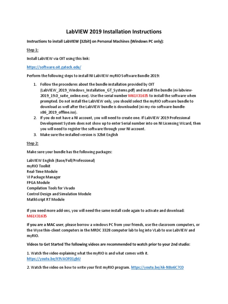 Labview 2019 Installation Instructions | PDF