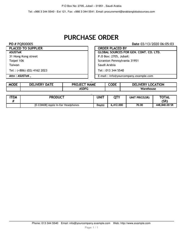 Request For Quotation - PO00021 | PDF | Technology & Engineering