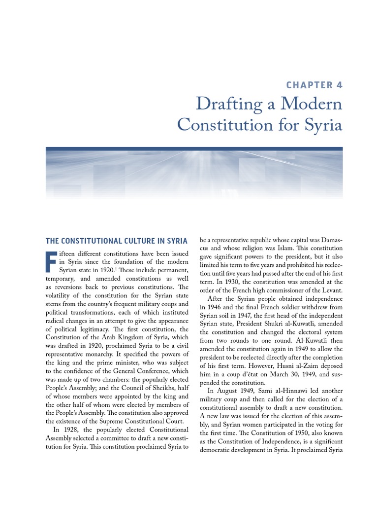 Drafting A Modern Constitution For Syria: The Constitutional Culture in ...