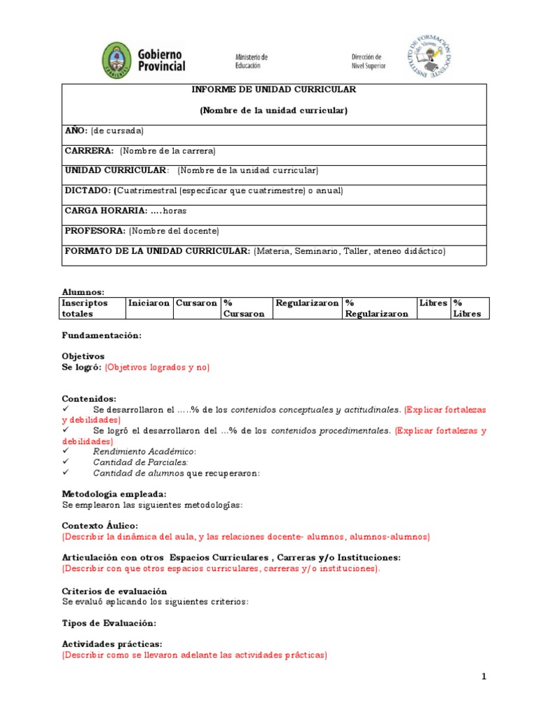 Modelo Informe Catedra | PDF