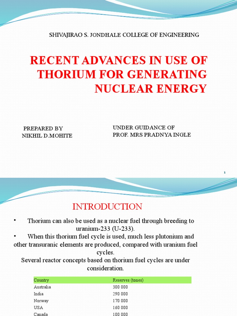Advances in Thorium Nuclear Energy | PDF | Nuclear Reactor | Nuclear Power