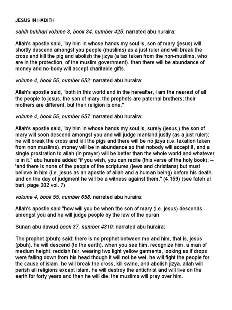 Sahih Bukhari Volume 3, Book 34, Number 425: Narrated Abu Huraira | PDF ...