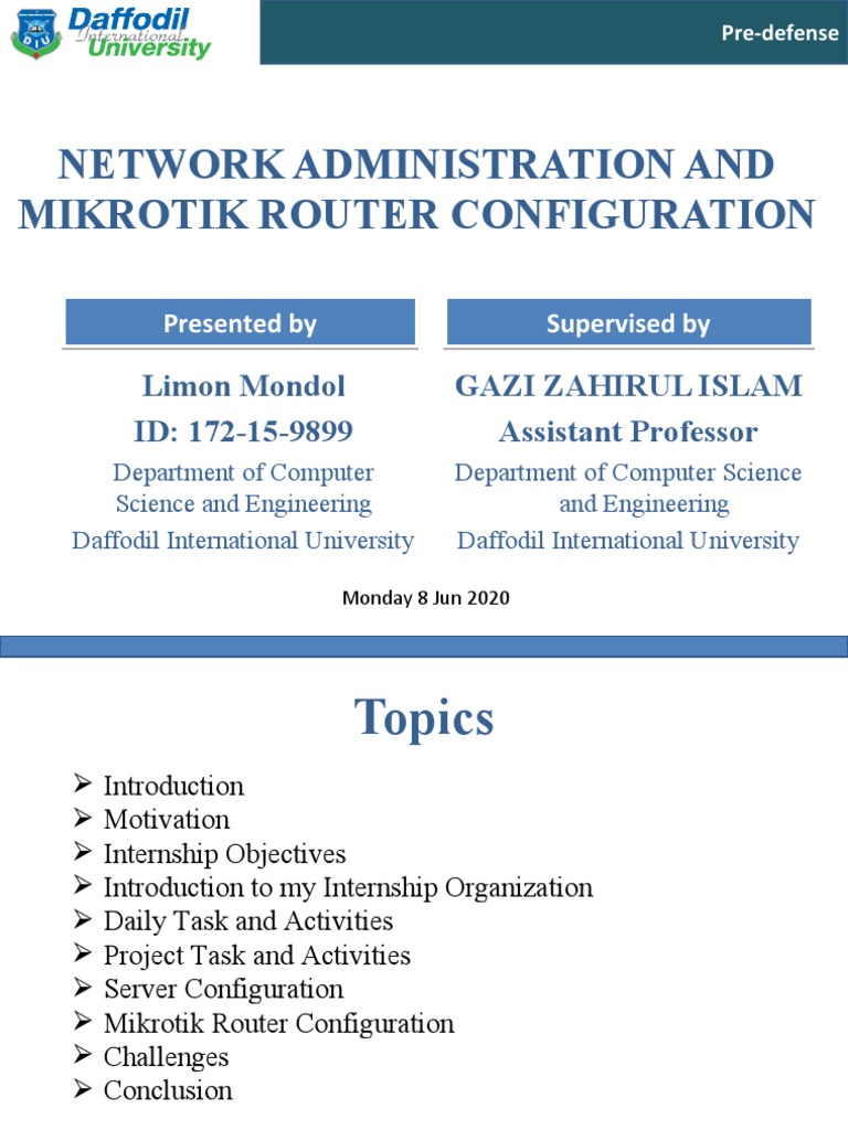 Network Administration and Mikrotik Router Configuration | PDF | Computer Network | Operating System