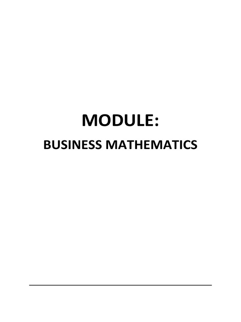 MODULE in Business Mathematics | PDF | Subtraction | Fraction (Mathematics)
