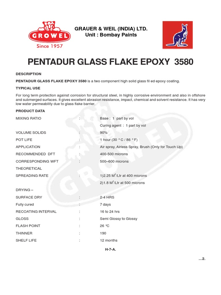 Pentadur Glass Flake Epoxy 3580 PDF | PDF | Paint | Epoxy