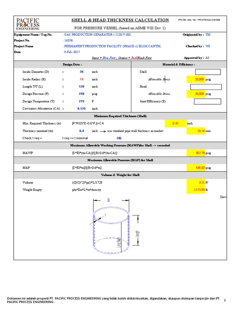 PPE-STD-CAL-ME-003 Shell-Head THK Press. Vessel Calculation | PDF ...