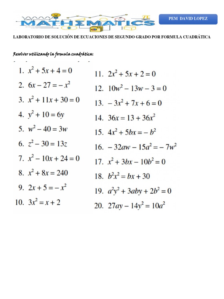 Solución de Ecuaciones de Segundo Grado | PDF