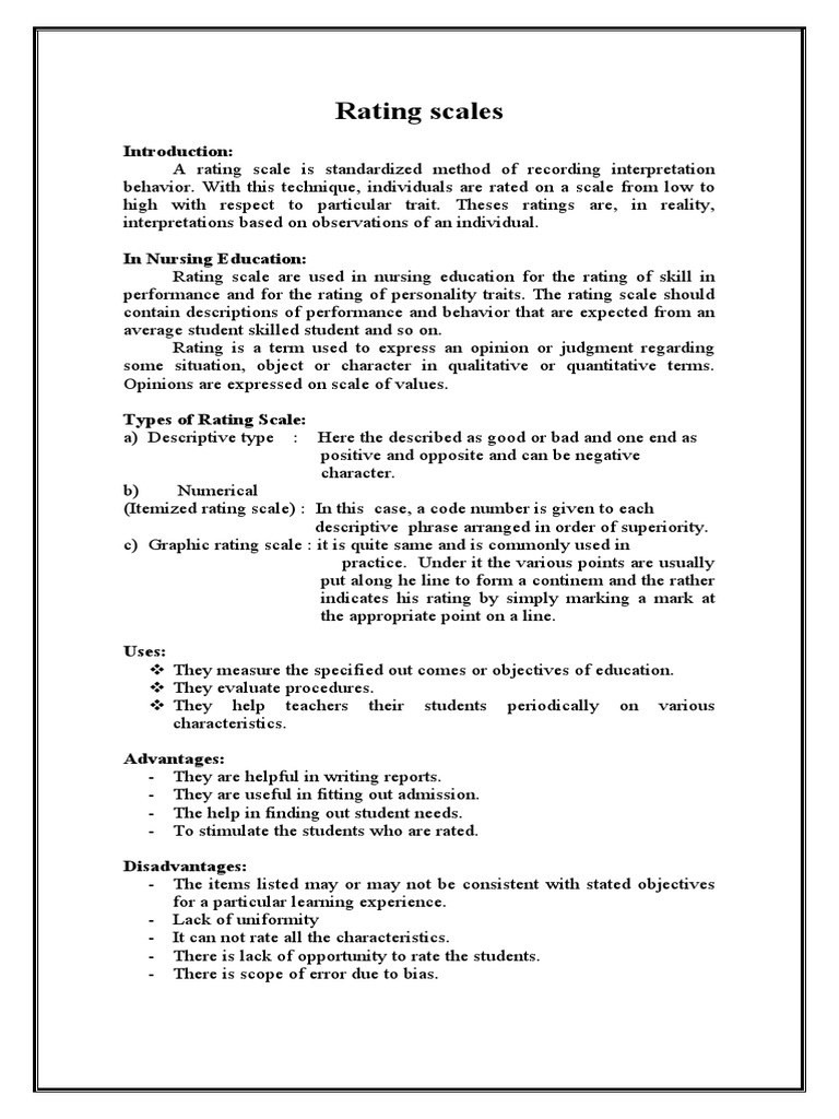 Rating Scales | Download Free PDF | Nursing | Qualitative Research