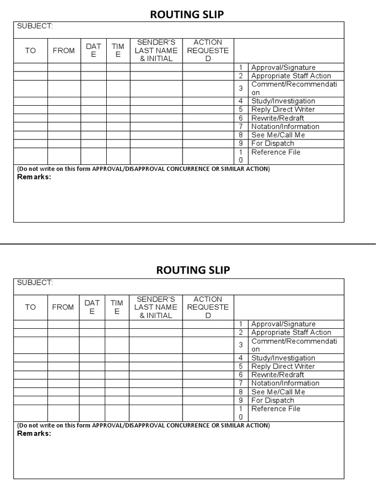 A Routing Slip for Document Review and Approval | PDF A Routing Slip for Document Review and Approval | PDF