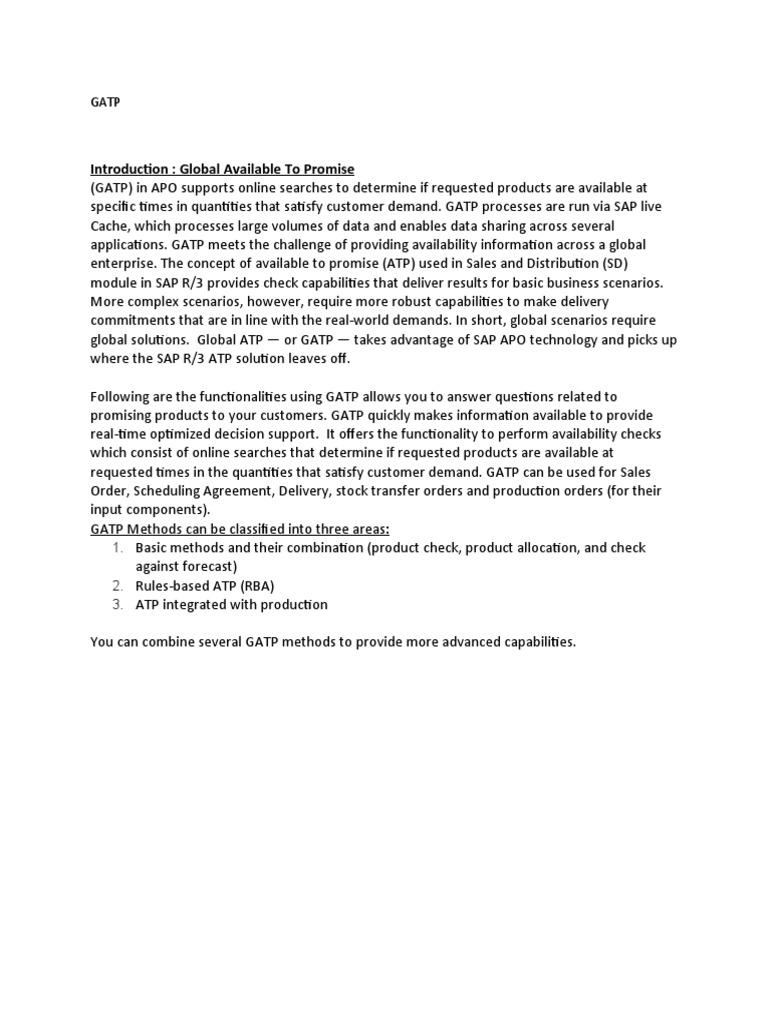 Global Available To Promise | PDF