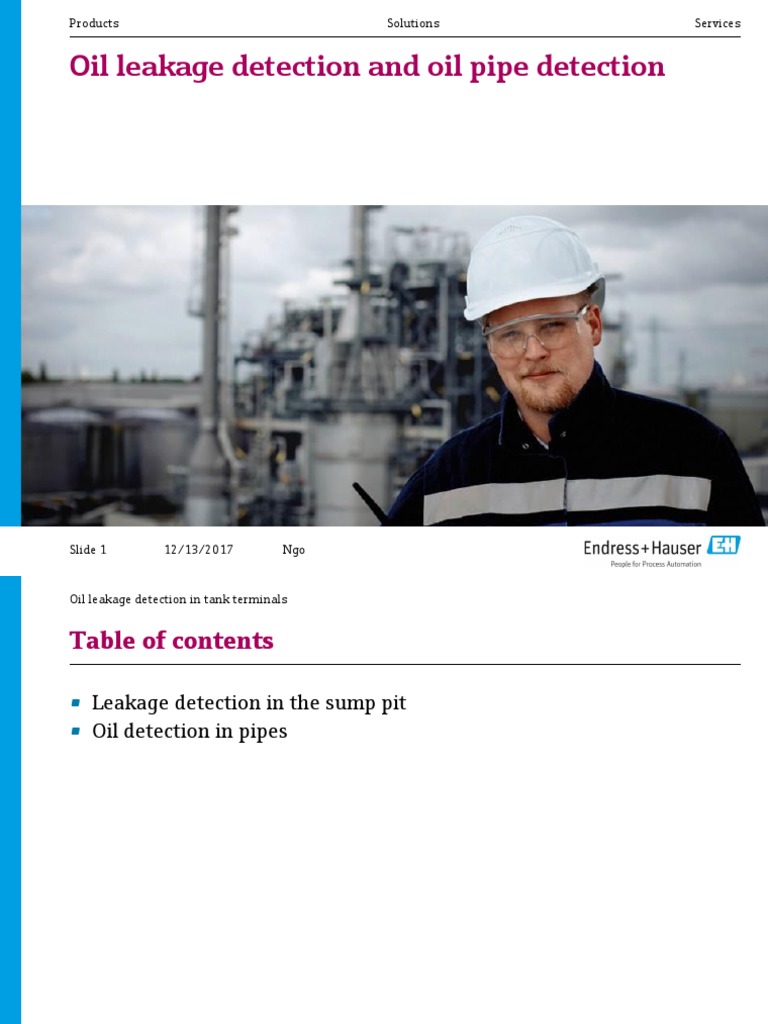 Oil Leakage Detection Solutions for Tank Terminals: A Presentation on ...