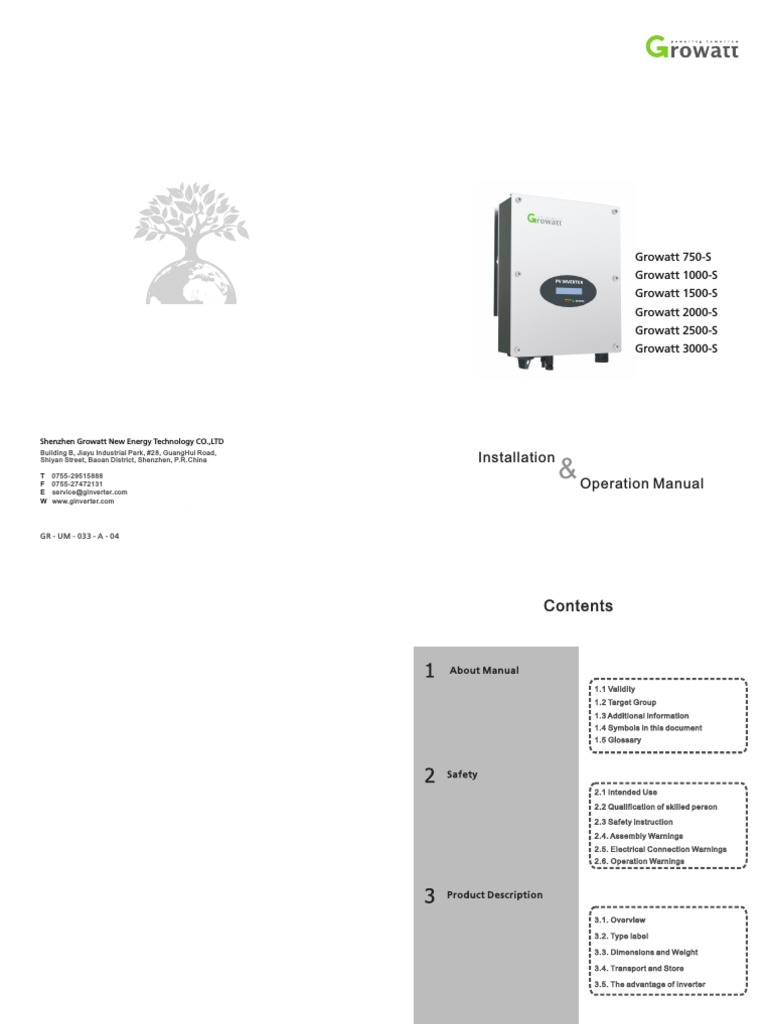 Growatt 750-3000-S User Manual | PDF | Photovoltaics | Power Inverter