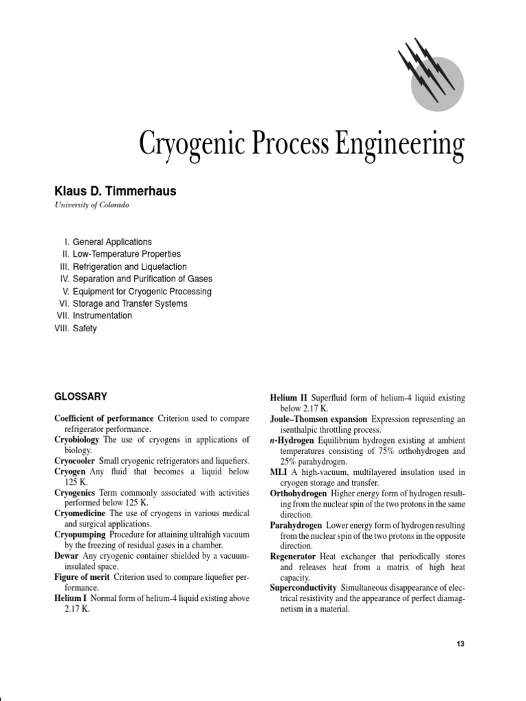 Timmerhaus - Cryogenic Process Engineering | PDF | Cryogenics | Electrical Resistivity And ...